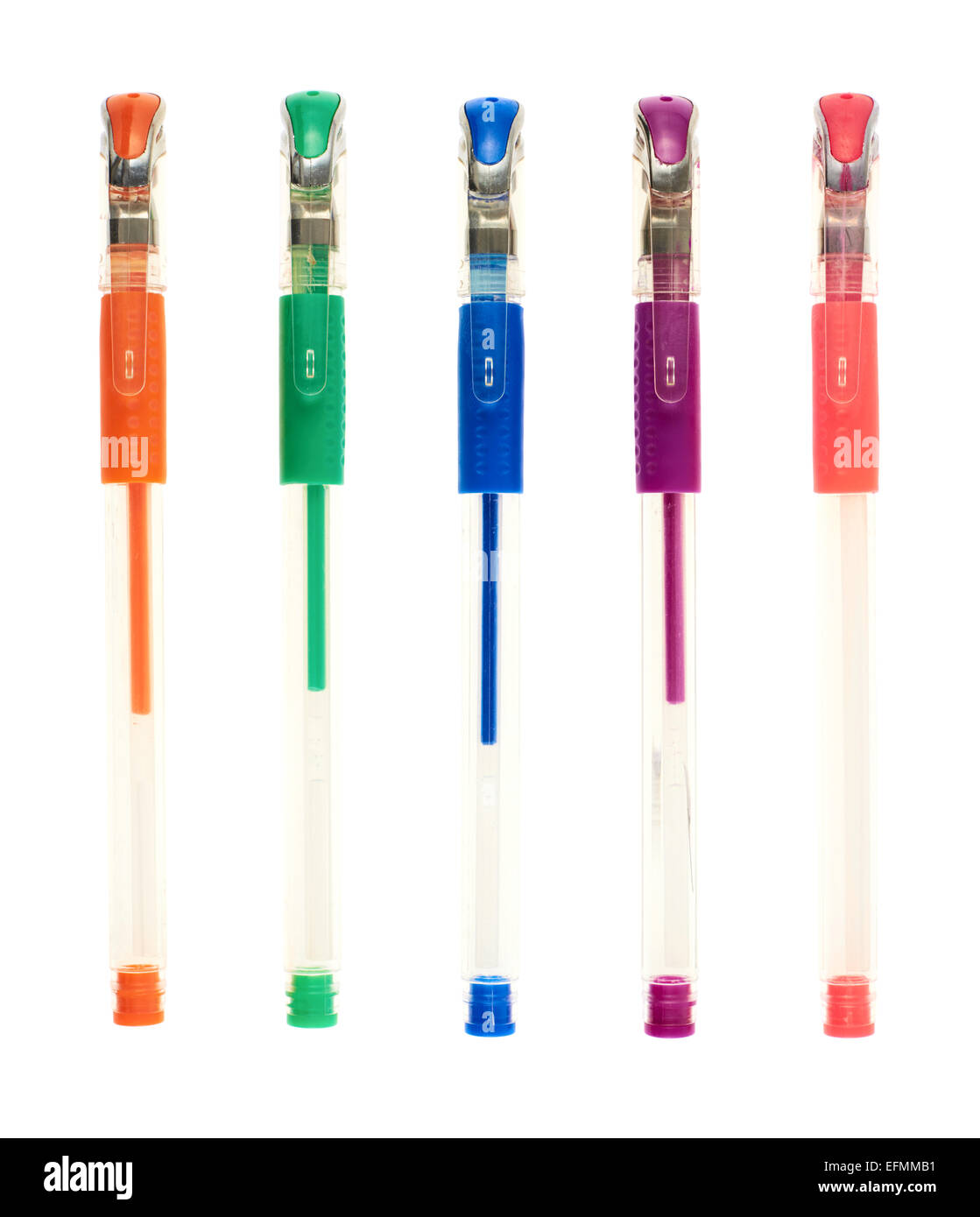 Set of five colorful gel pens Stock Photo - Alamy
