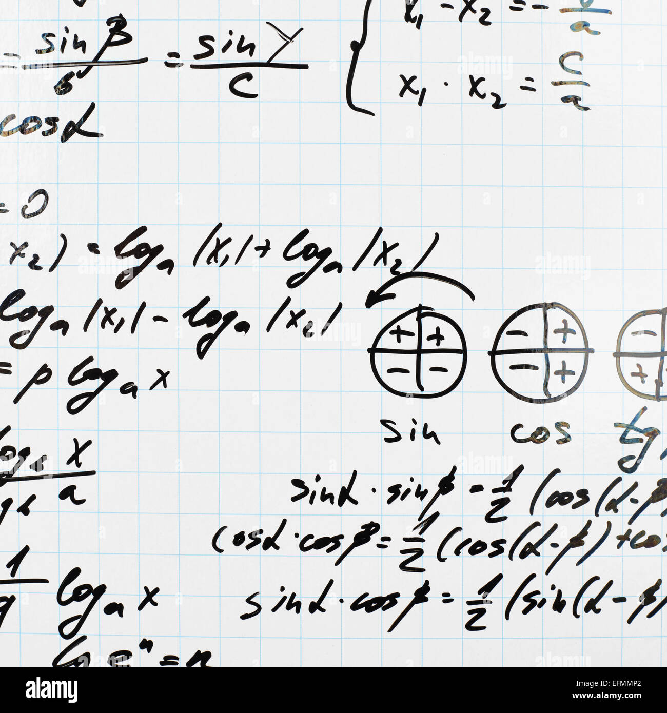 Trigonometry math equations and formulas Stock Photo - Alamy