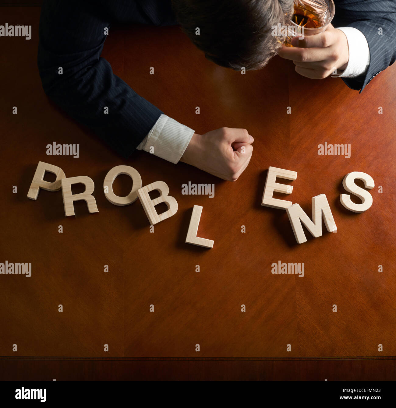 Word Problems and devastated man composition Stock Photo - Alamy