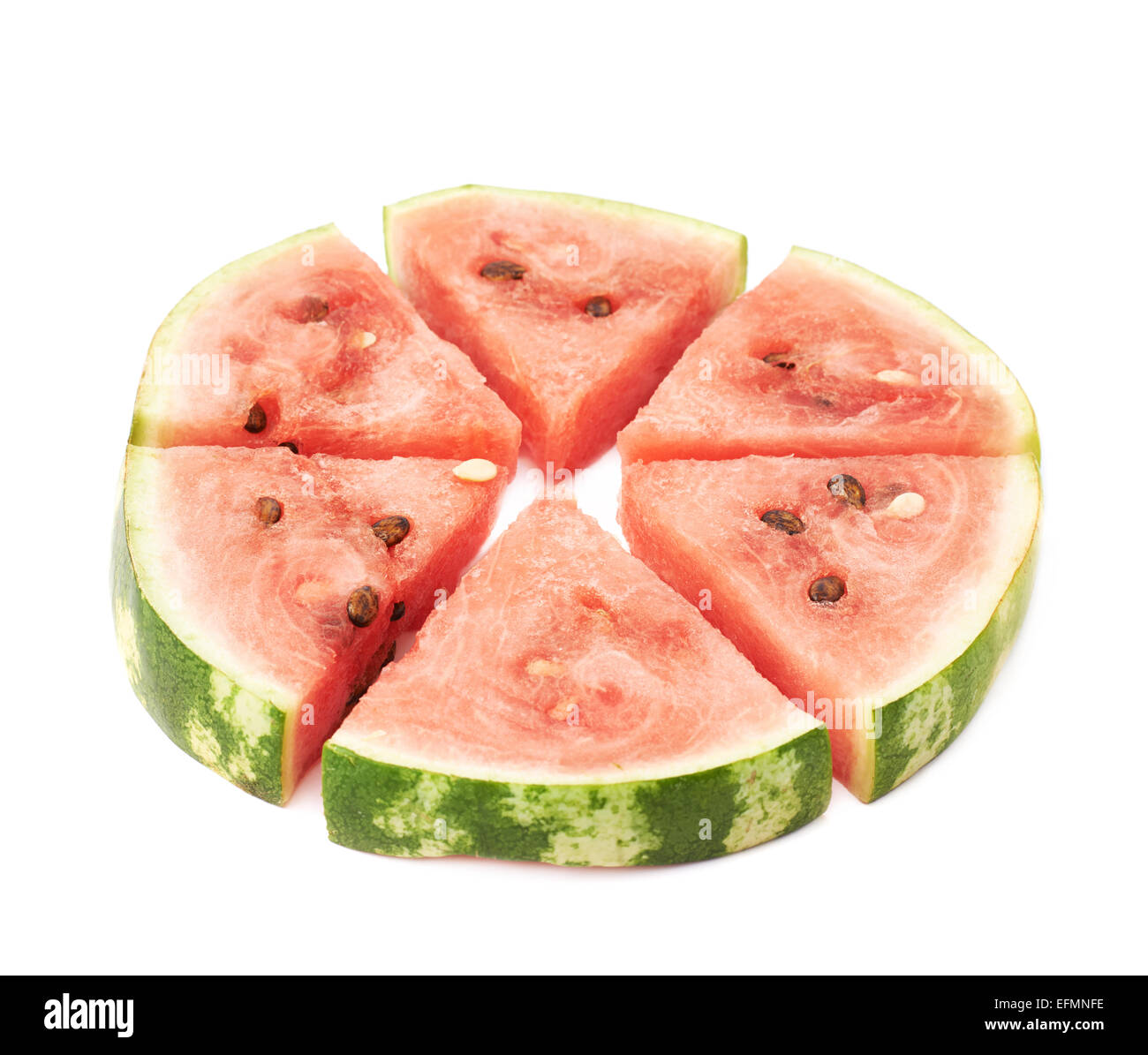 Watermelon circle cut in fragments Stock Photo - Alamy