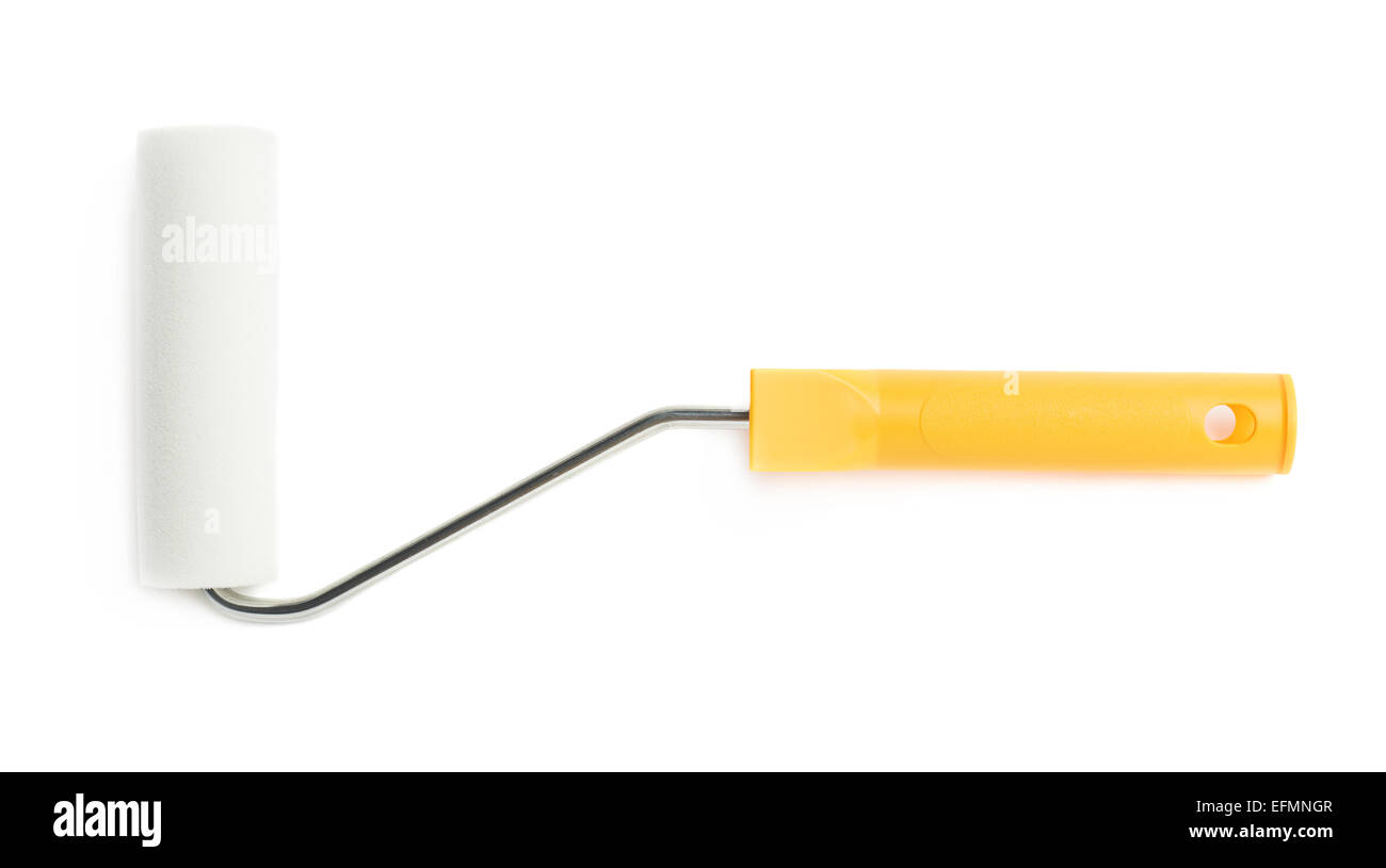 New yellow paint roller isolated Stock Photo - Alamy