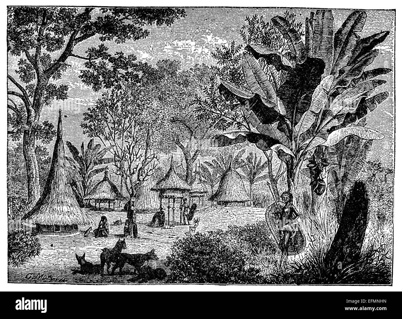 Village drawing african hi-res stock photography and images - Alamy