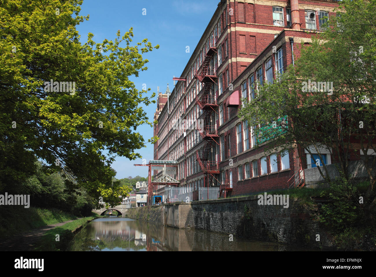 Goyt Mill, an old cotton mill on the banks of the Macclesfield Canal in ...