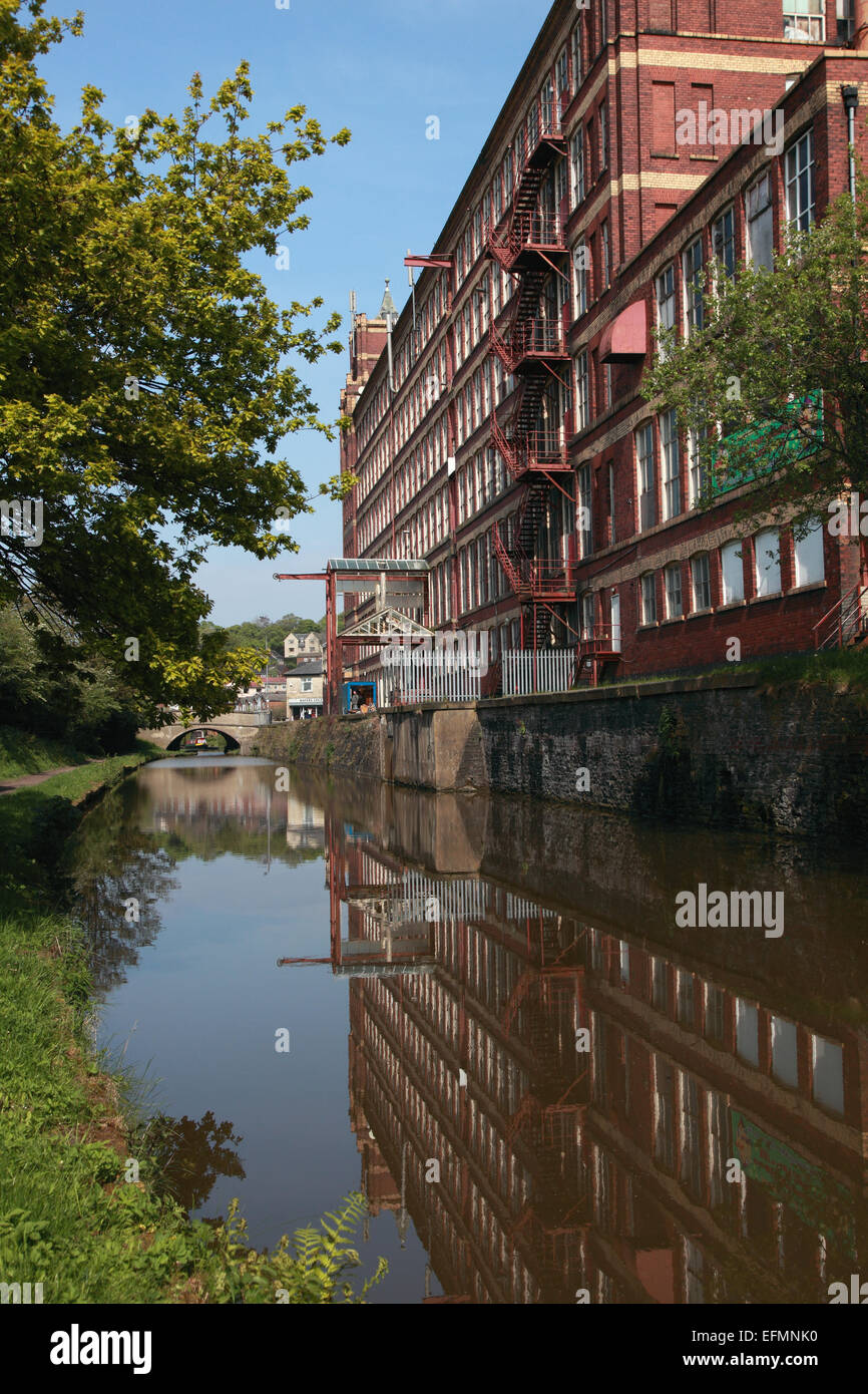 Goyt Mill, an old cotton mill on the banks of the Macclesfield Canal in ...