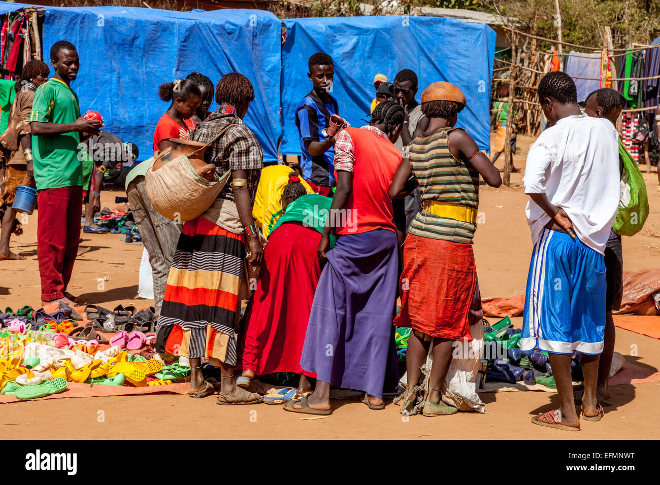 Banna Tribes People At The Key Afer Thursday Market, The Omo Valley ...