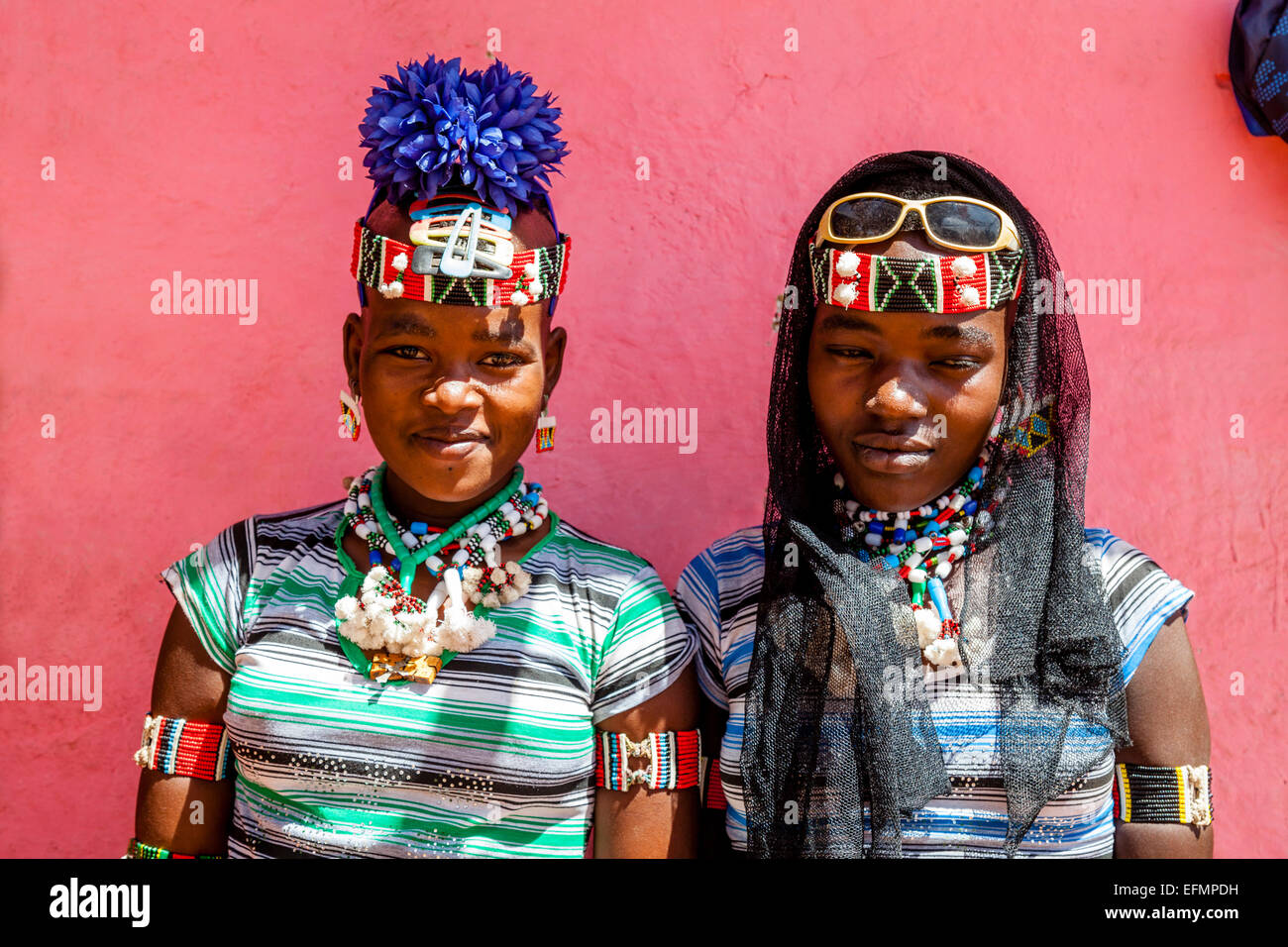 Two Girls From The Banna Tribe At The Key Afer Thursday Market, The Omo ...