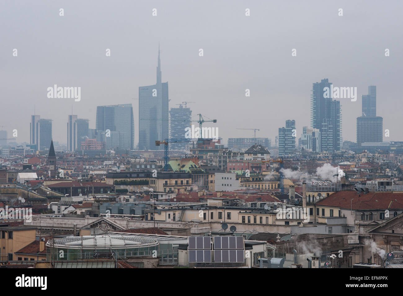 the skyline seen from the rooftop of the cathedral, milan, italy Stock ...