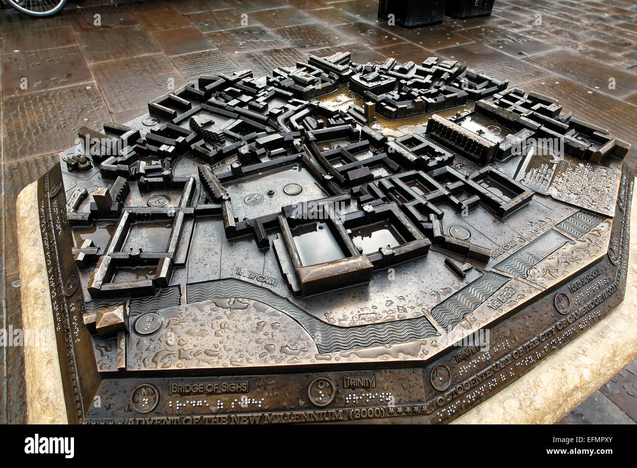 A Three Dimensional Map Of Cambridge University England Uk On A Gray