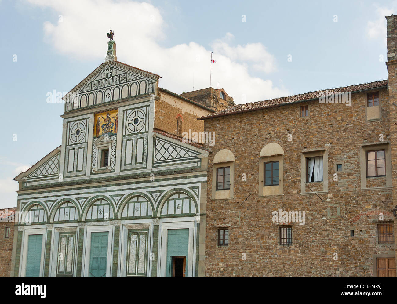 facade of basilica San Miniato al Monte in Florence, Italy Stock Photo ...