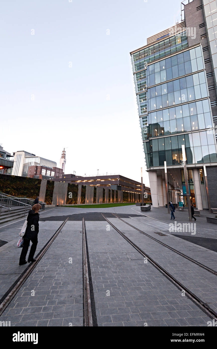 Colmore row Birmingham business district new trams tracks Stock Photo ...