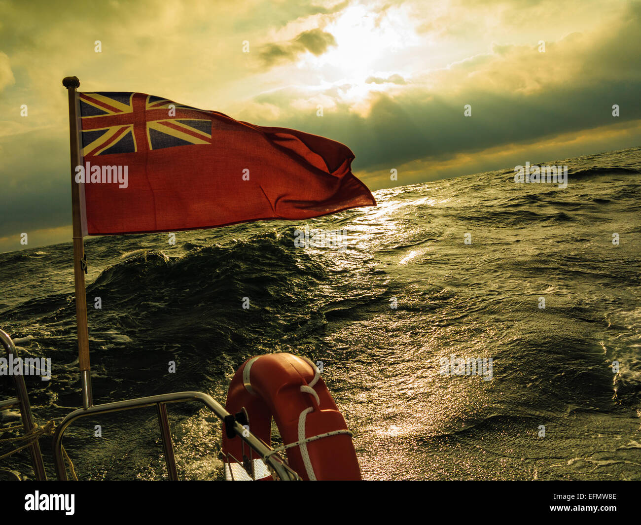 The UK red ensign the british maritime flag flown from yacht sail boat ...