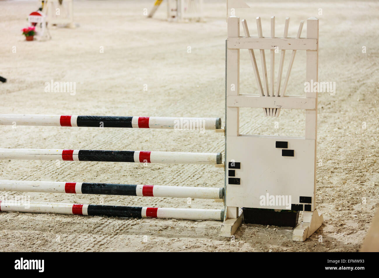 Equitation. Obstacle for jumping horses. Riding competition Stock Photo ...