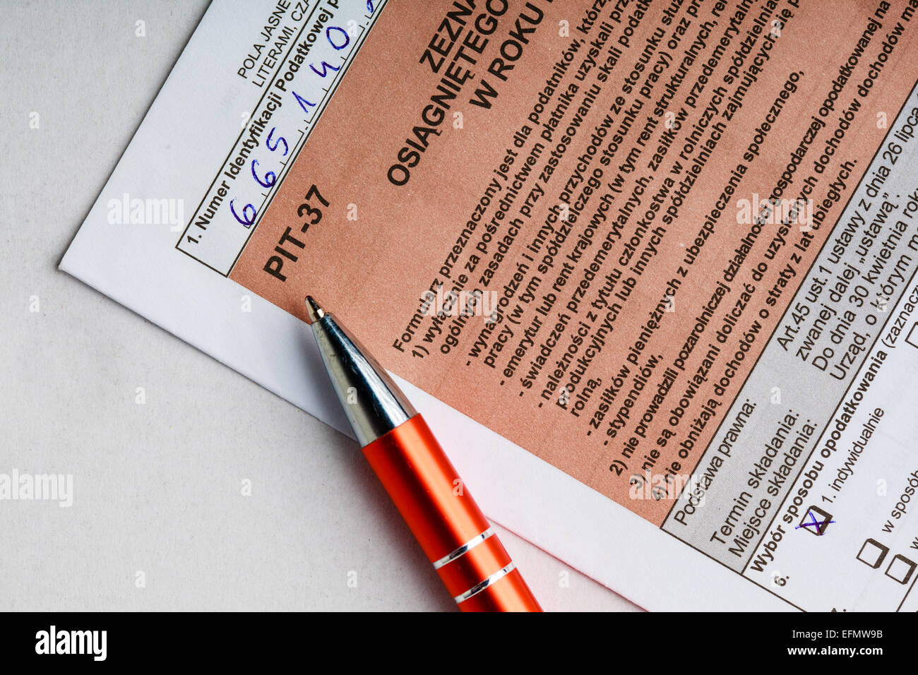 Filling in polish individual income tax form PIT-37 for year 2013 Stock ...