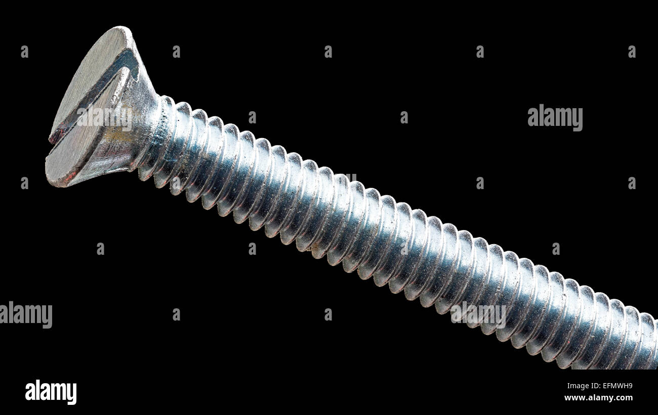 Gray steel screw with cut threads Stock Photo - Alamy