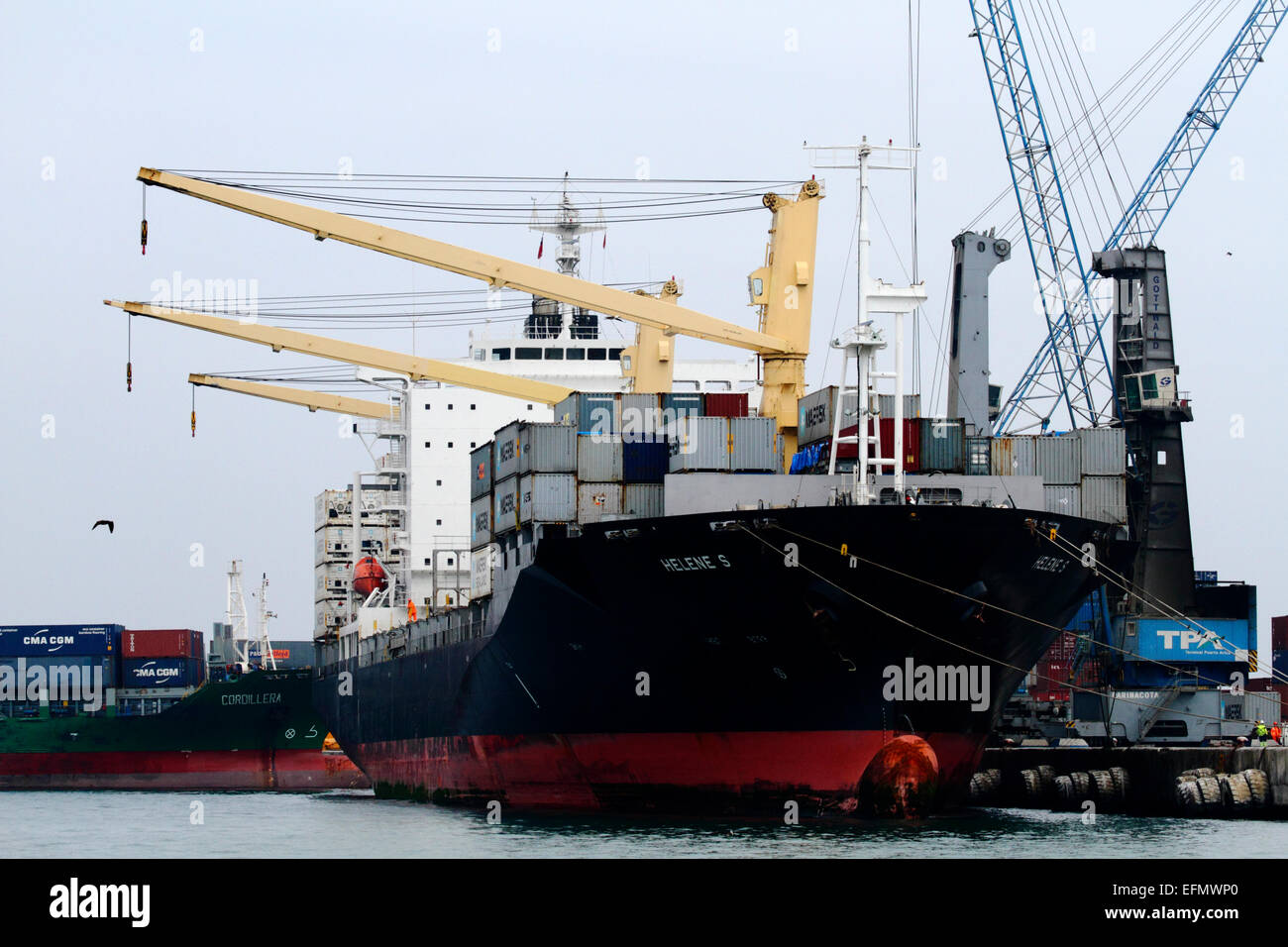 Helene S container ship (flagged by Antigua Barbuda) being loaded ...
