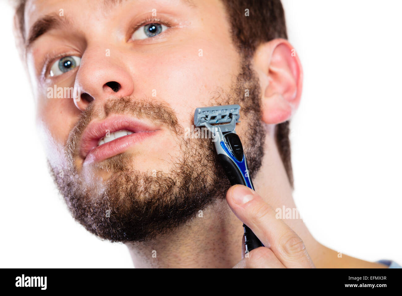 Health beauty and skin care concept. Closeup of male face. Young man ...