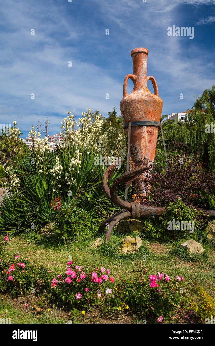 A decorative urn in a small park in the Black Sea port of Sinop, Turkey ...