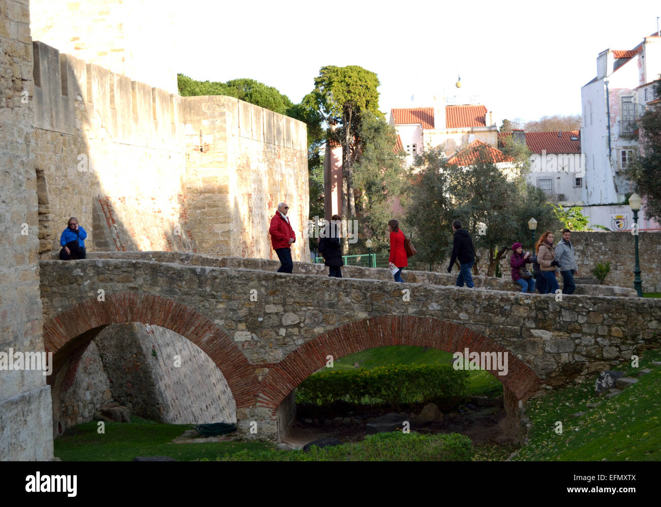 People on Bridge Stock Photo - Alamy