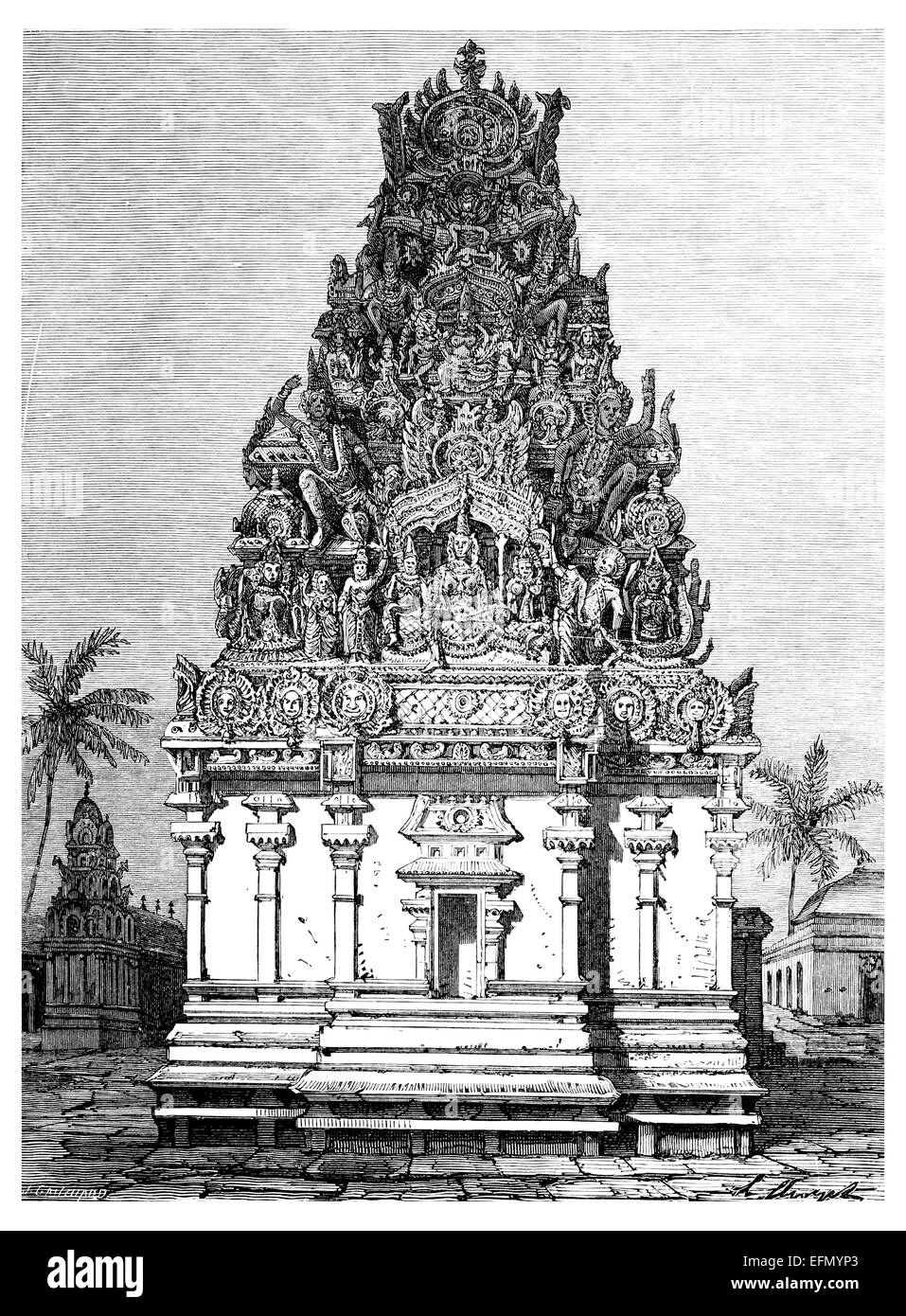 Puducherry temple Black and White Stock Photos & Images - Alamy