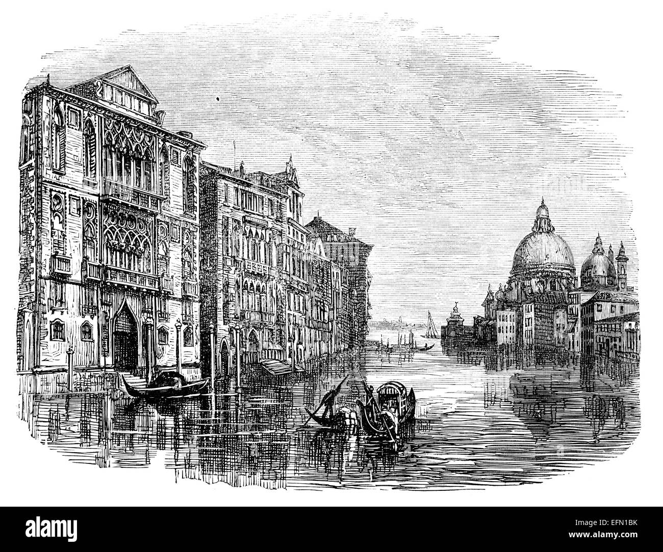 19th century engraving of the Grand Canal, venice, italy Stock Photo ...