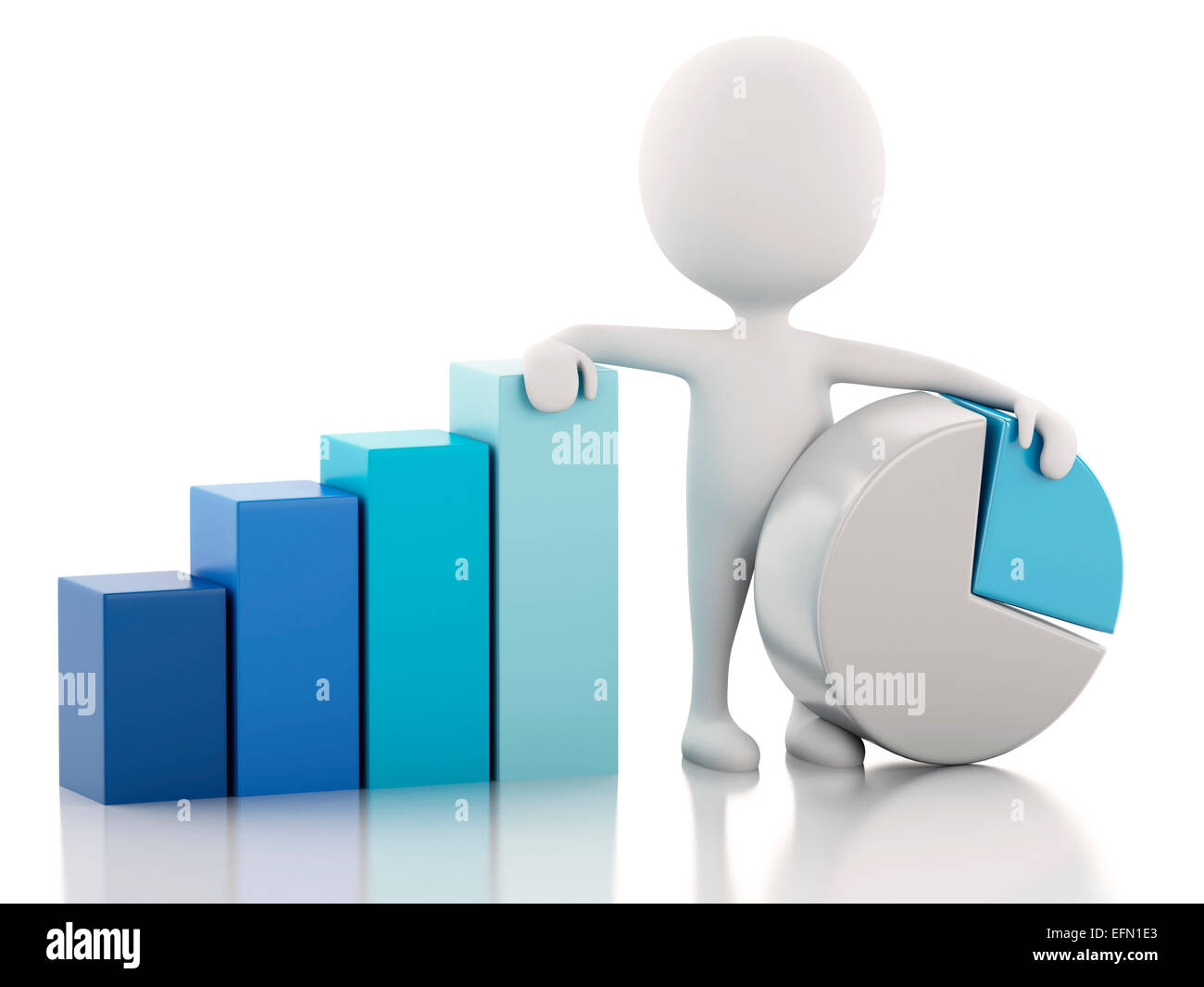 3d renderer image. White people business statistic graph. Success ...