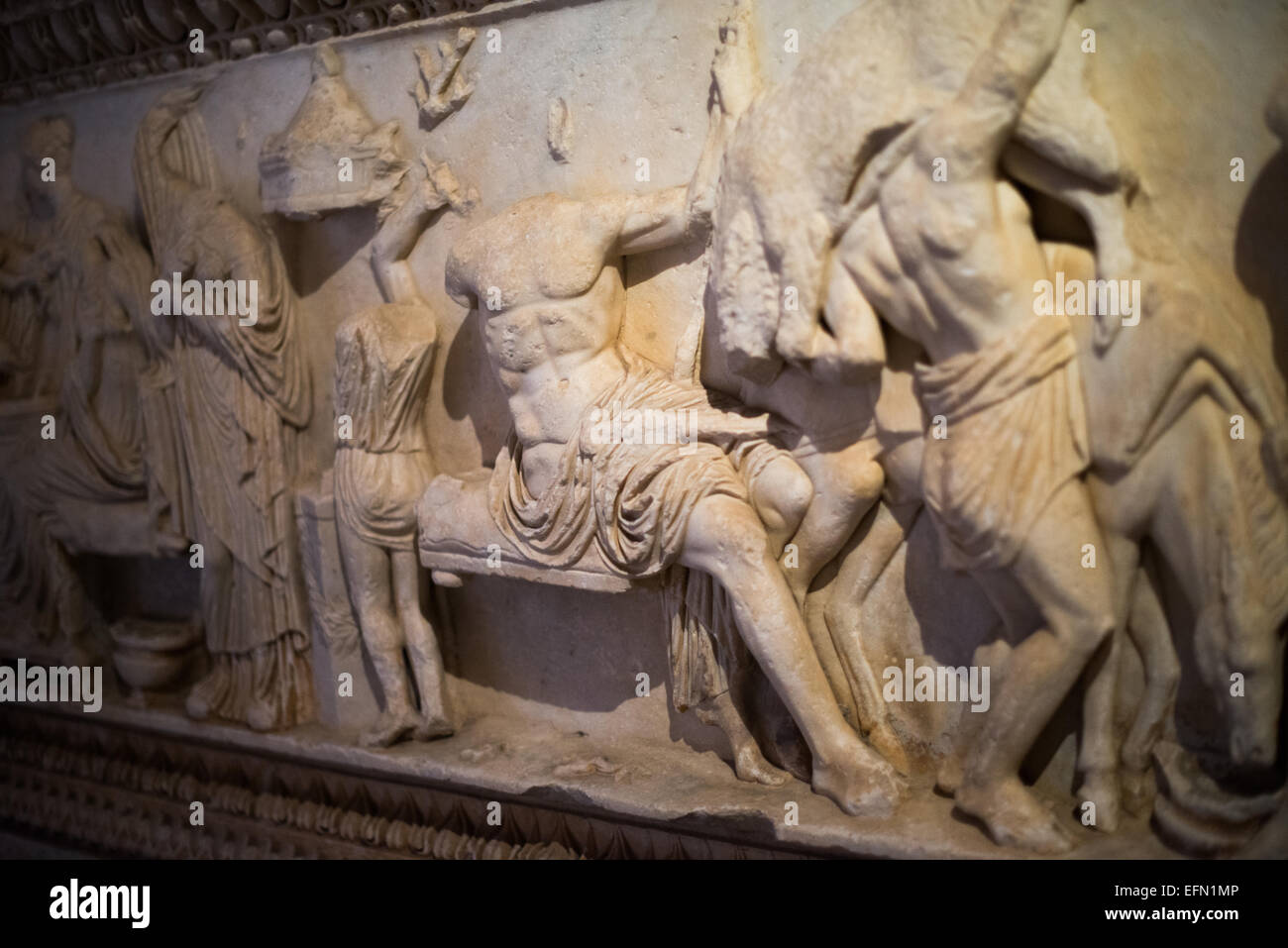 Sarcophagus tub with depiction of the myth of Phaedra-Hyppolite, made ...