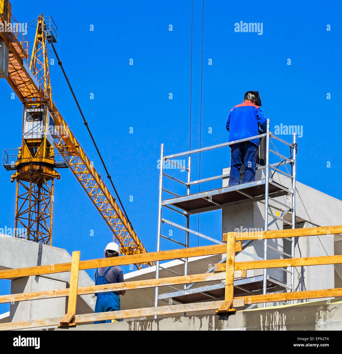 Construction workers are working at the construction site Stock Photo ...
