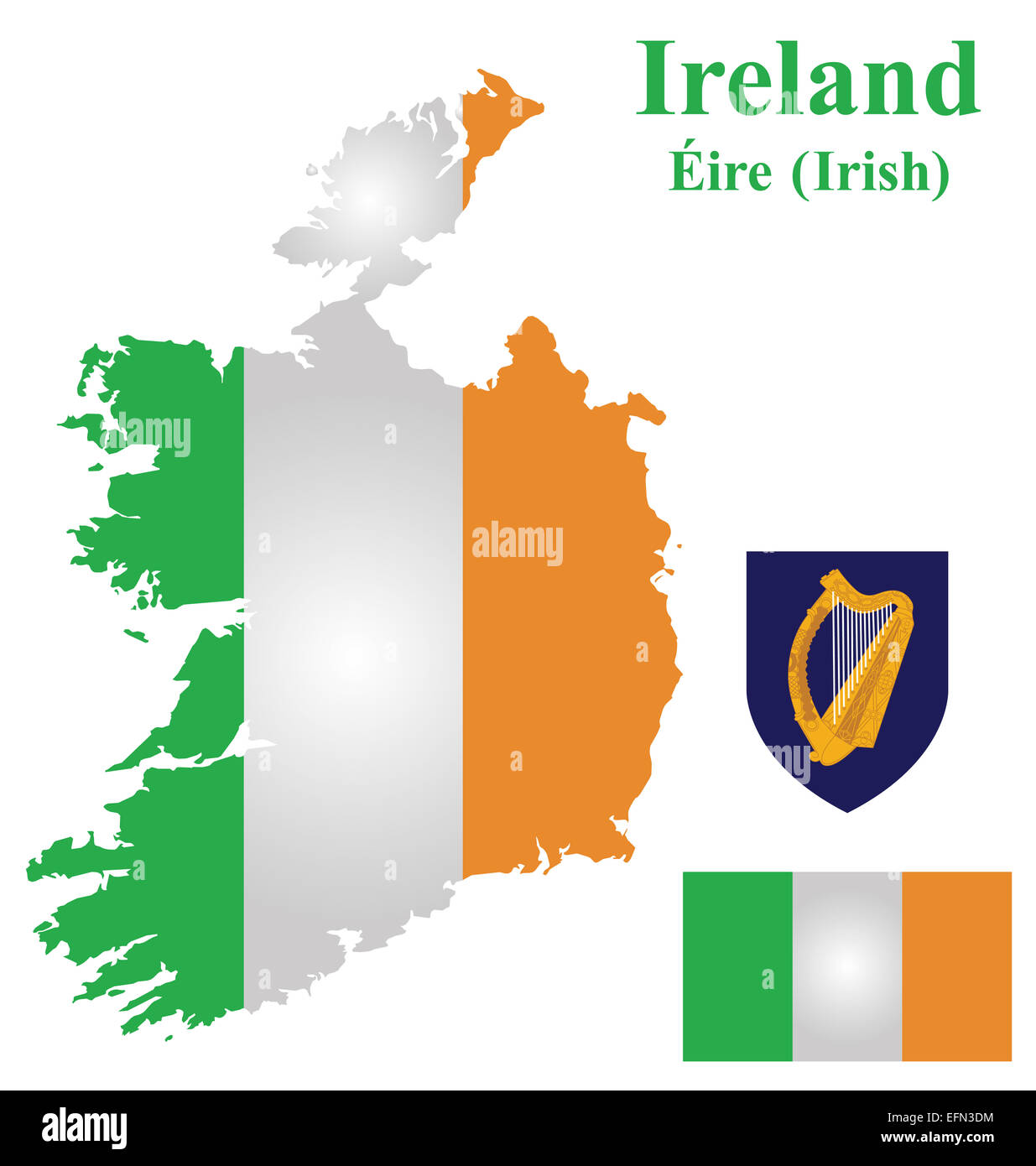Flag and coat of arms of the Republic of Ireland Stock Photo - Alamy