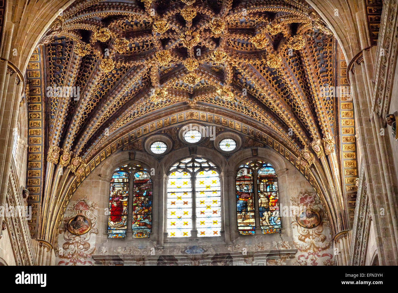 Stone Arch Stained Glass Jesus Angels Statues New Salamanca Cathedral ...