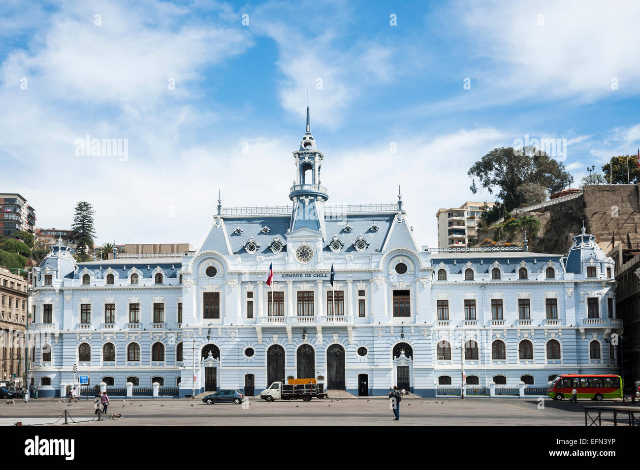 Armada de Chile Naval base, Plaza Sotomayor, Valparaiso, Chile, South ...