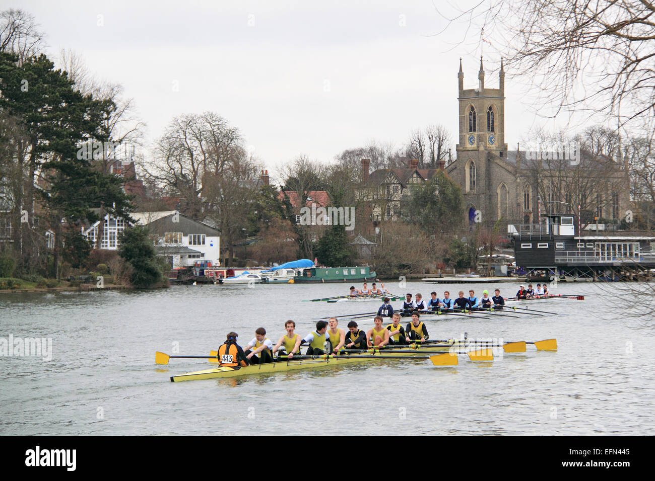 Hampton School Boat Club J18A.8+ 2nd VIII (nearest) and Eton College ...