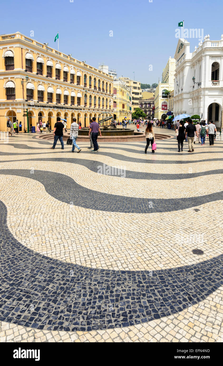 Mosaic cobbles of Senado Square, Macau, China Stock Photo - Alamy