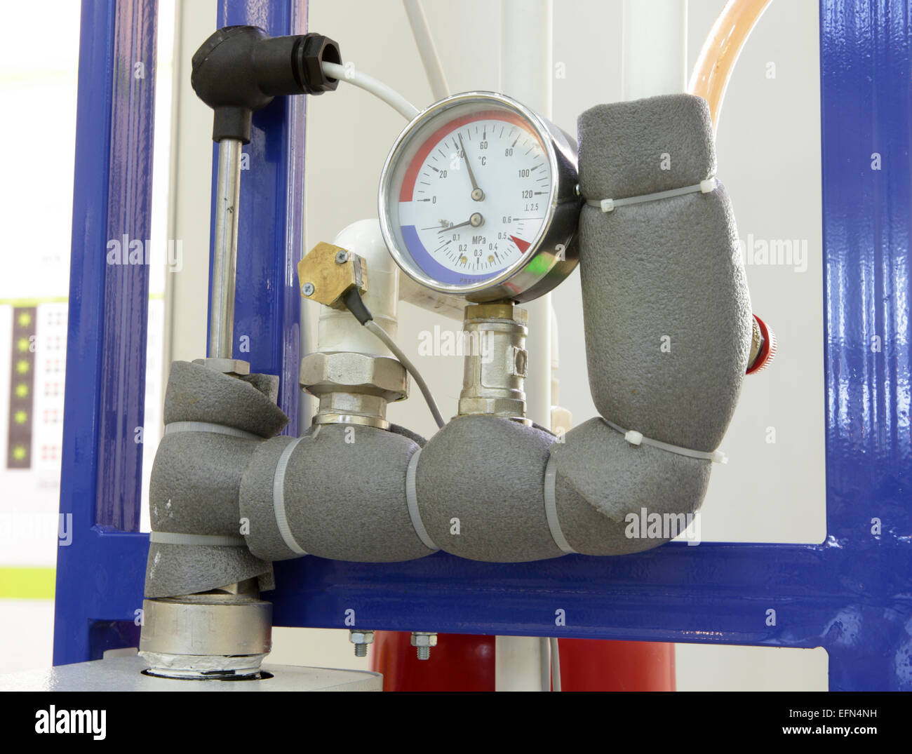 Heating system with pressure gauge Stock Photo - Alamy
