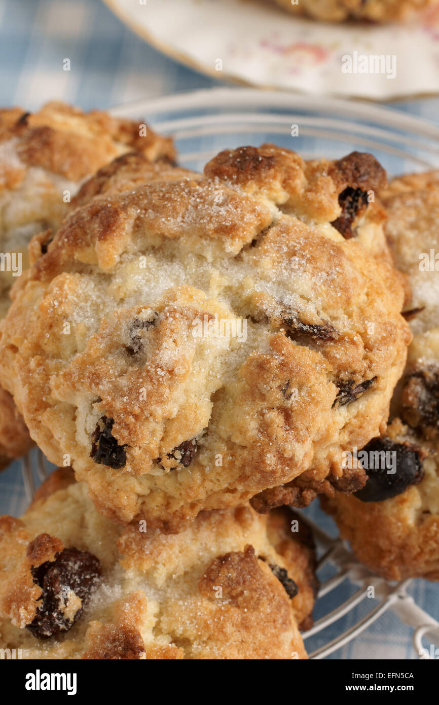 Rock Cakes light crumbly cakes filled with dried fruit Stock Photo - Alamy