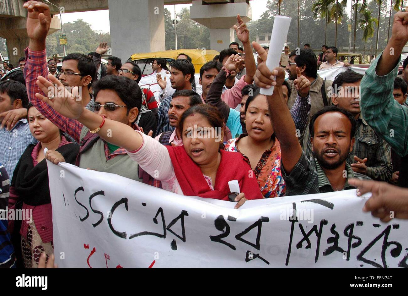 SSC (School Service Commission) students take part in a protest rally ...