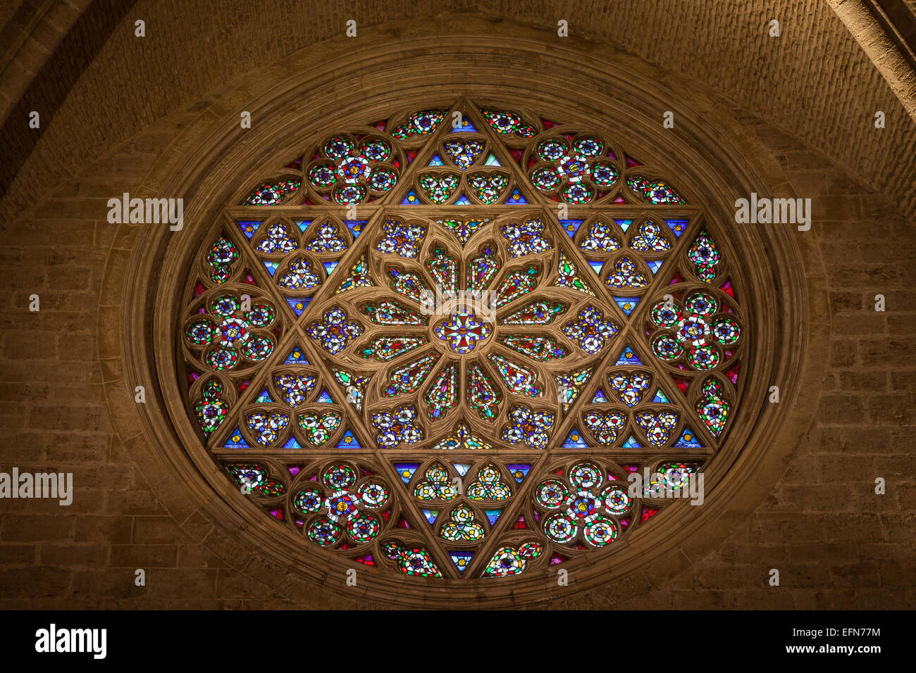 Window detail interior of a Gothic Catholic Cathedral Stock Photo - Alamy