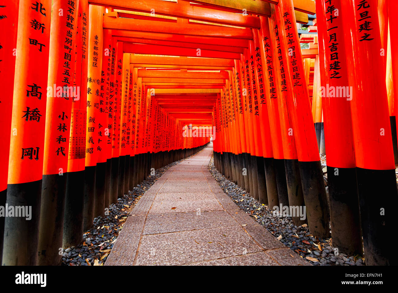 Red Tori Gate at Fushimi Inari Shrine in Kyoto, Japan Stock Photo - Alamy