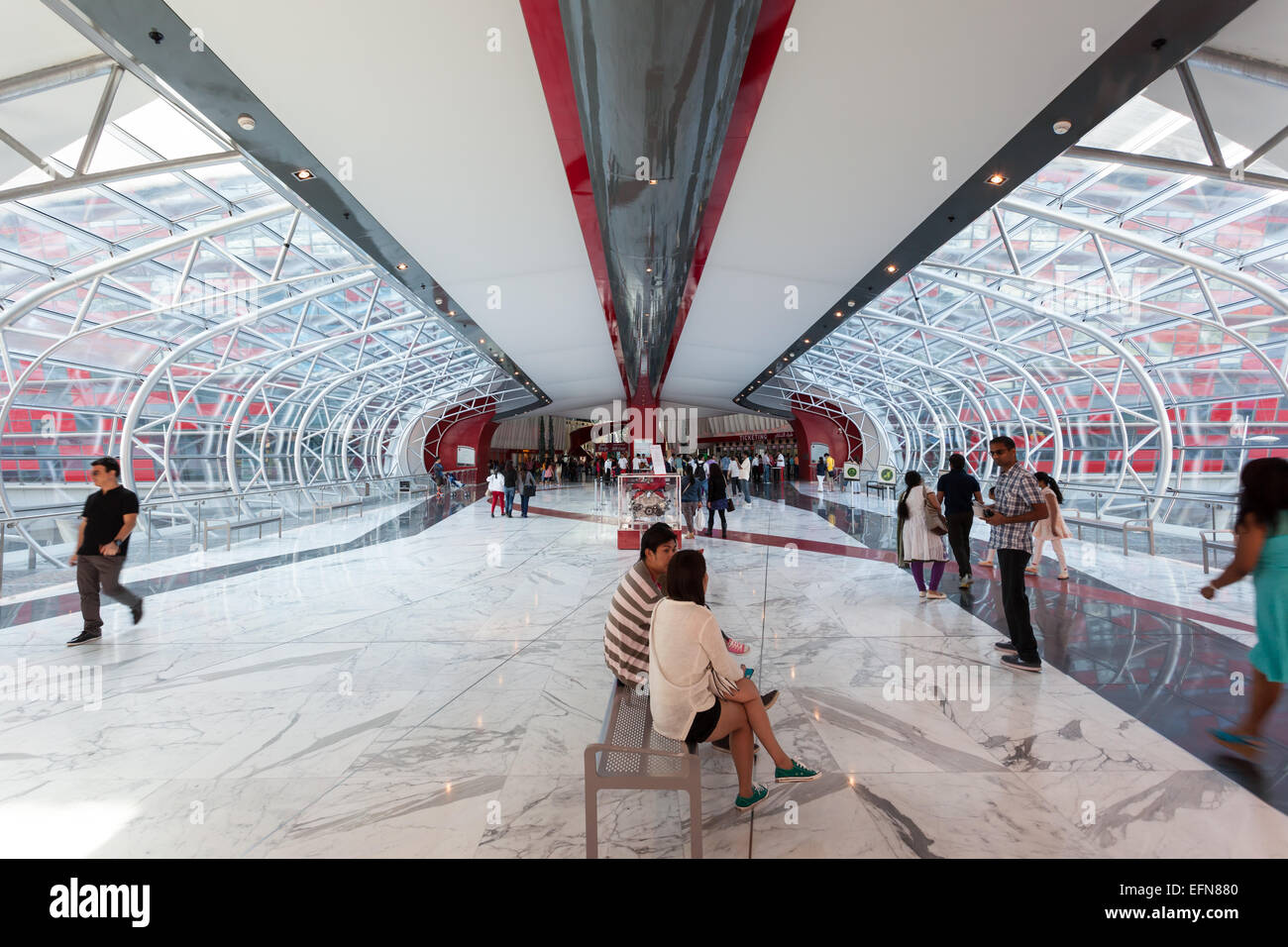 Ferrari World Theme Park entrance hall interior. December 19, 2014 in ...