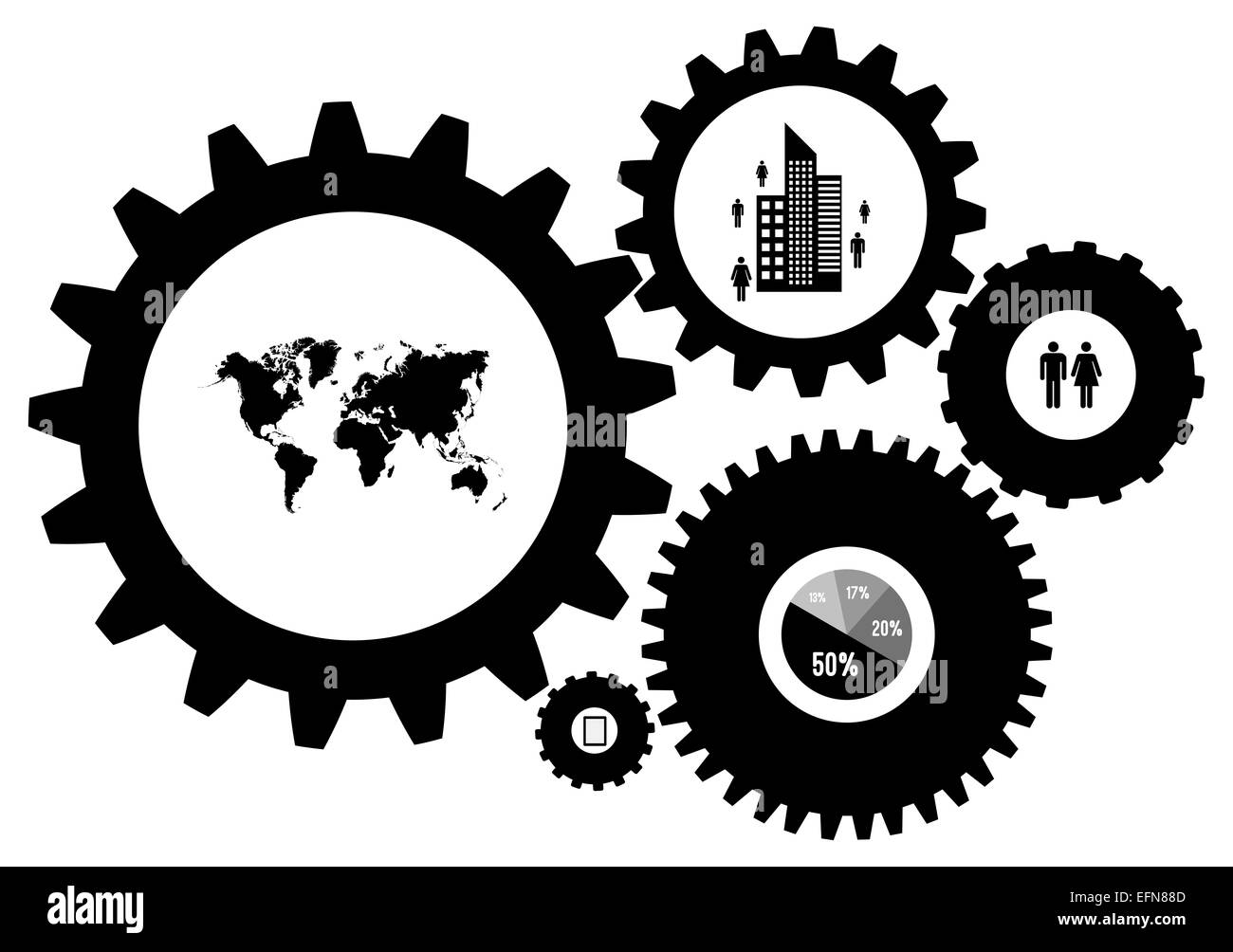 Infographic Design Template With Gears And Cogs Stock Photo - Alamy