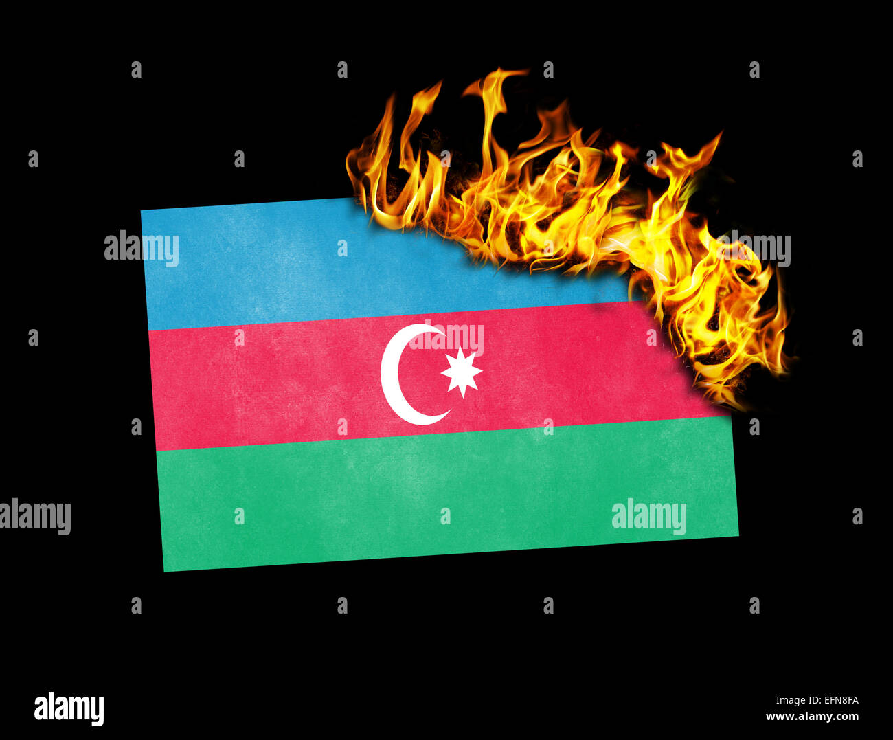 Flag burning - concept of war or crisis - Azerbaijan Stock Photo - Alamy