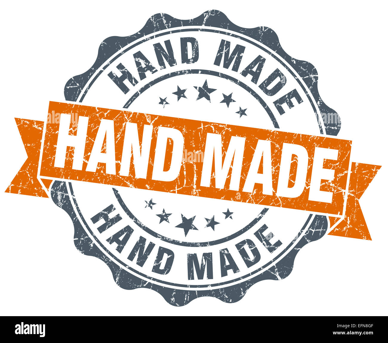 hand made vintage orange seal isolated on white Stock Photo - Alamy