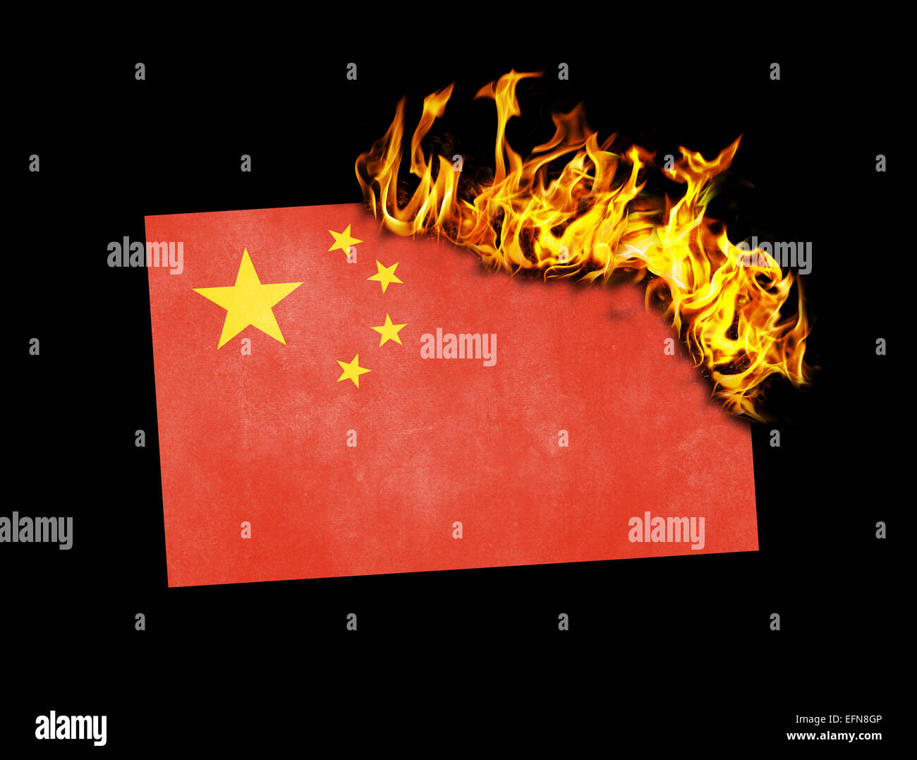 Chinese flag burning hi-res stock photography and images - Alamy