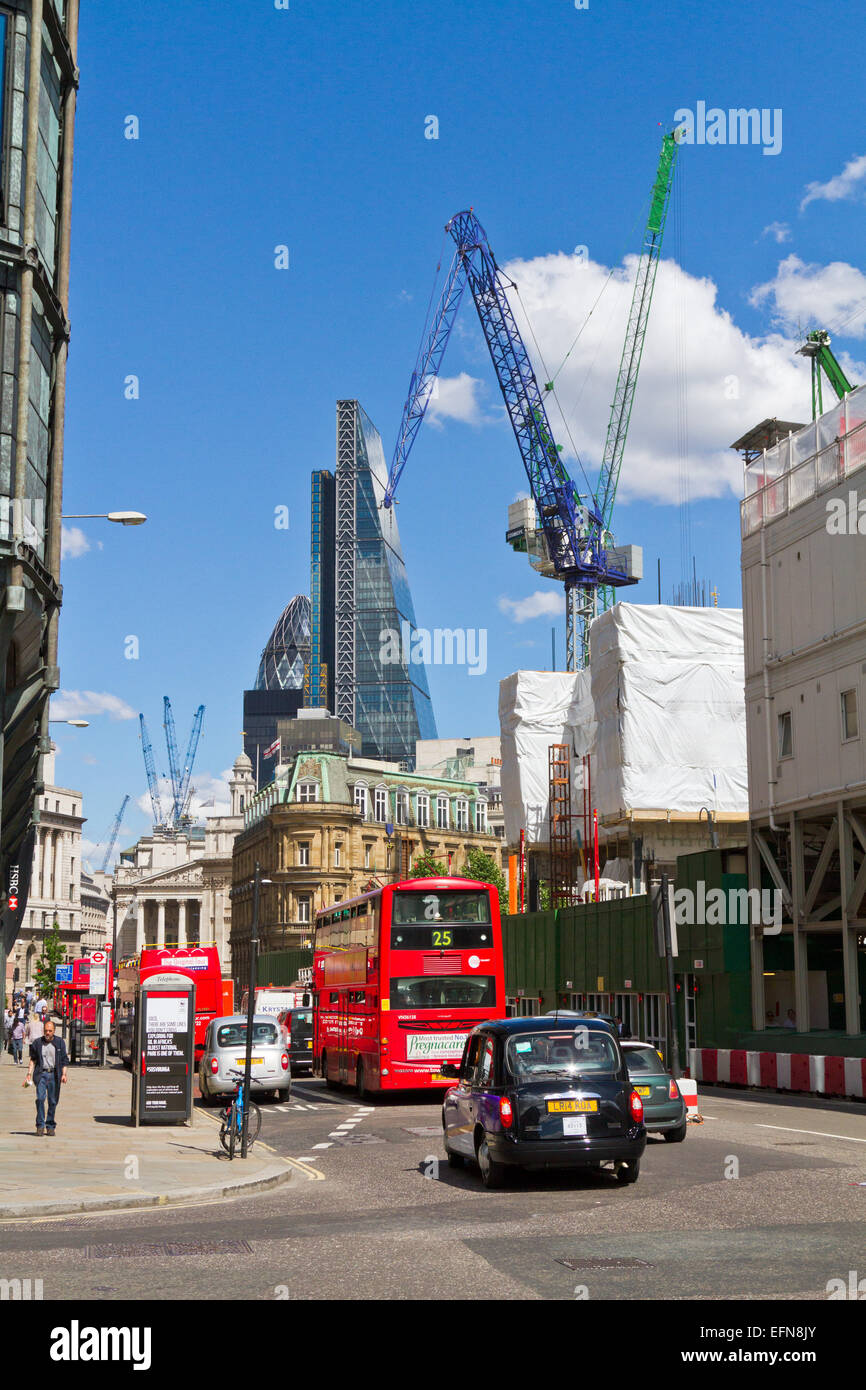 Traffic on Queen Victoria Street passes Bloomberg Place construction ...