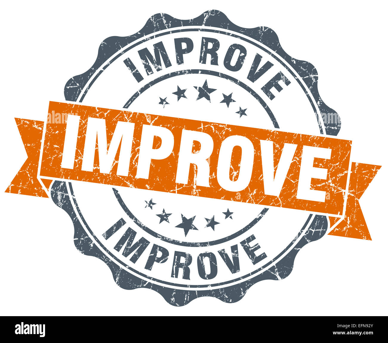 improve vintage orange seal isolated on white Stock Photo - Alamy