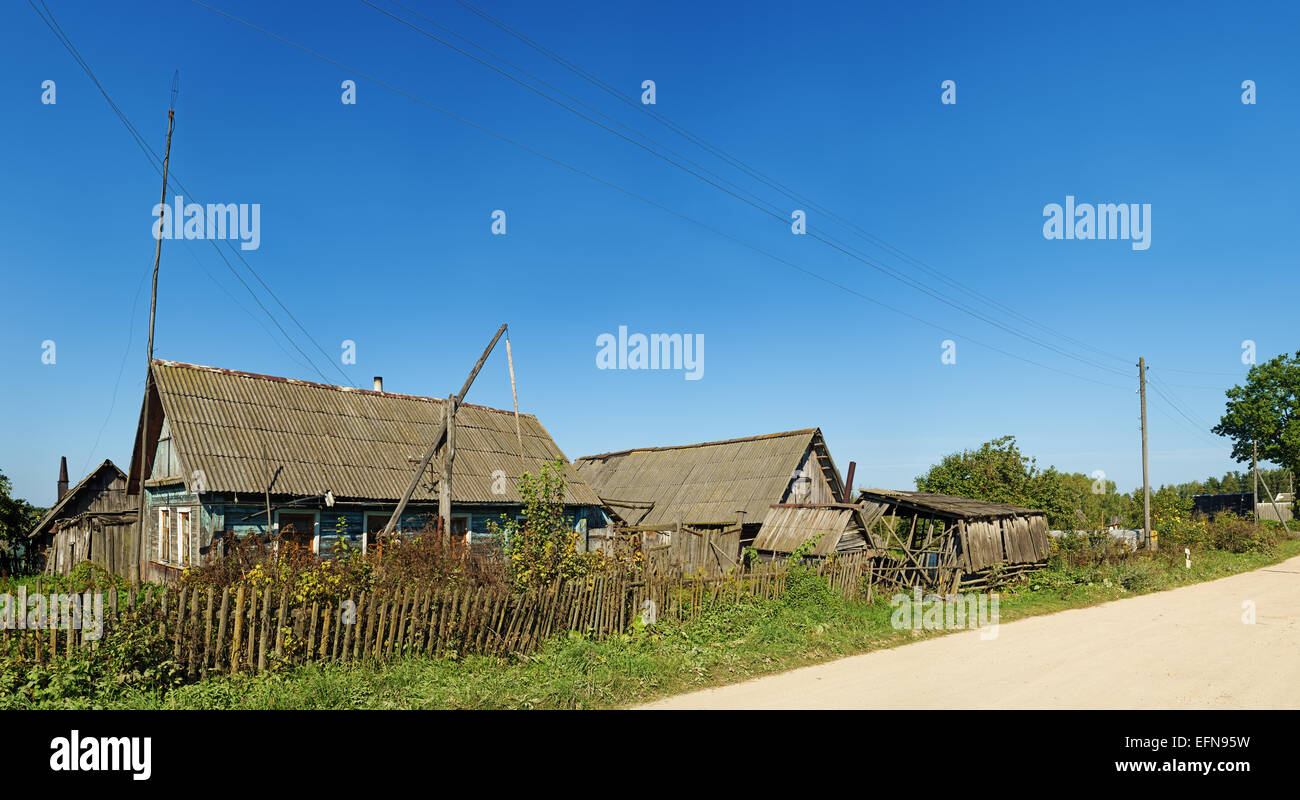 Village landscape.Old house and well Stock Photo - Alamy