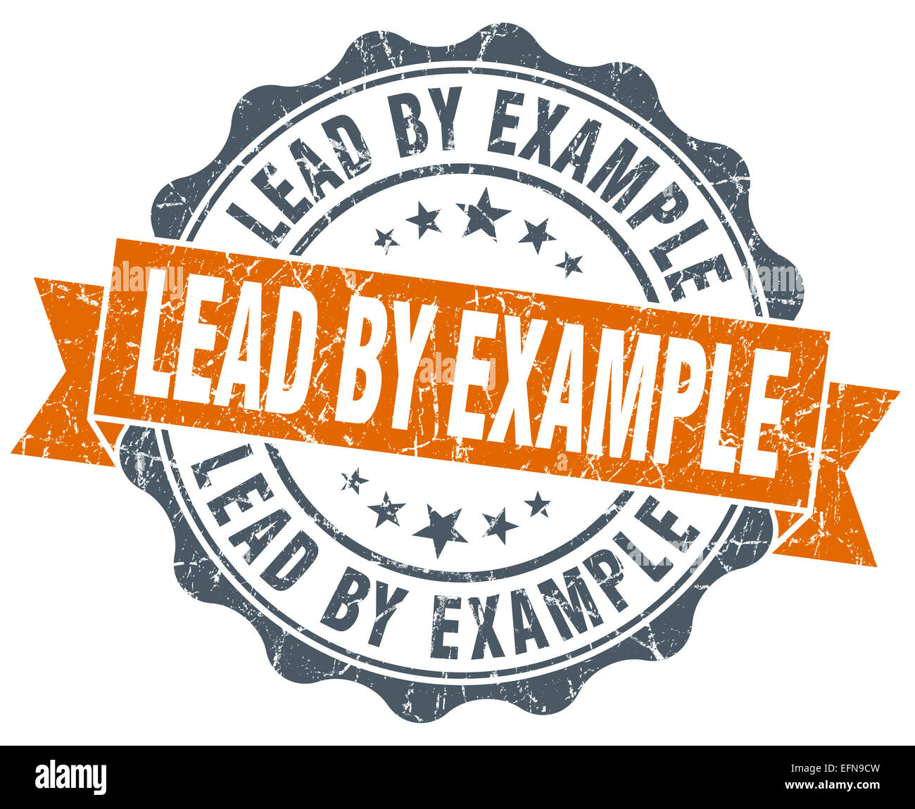 lead by example vintage orange seal isolated on white Stock Photo - Alamy