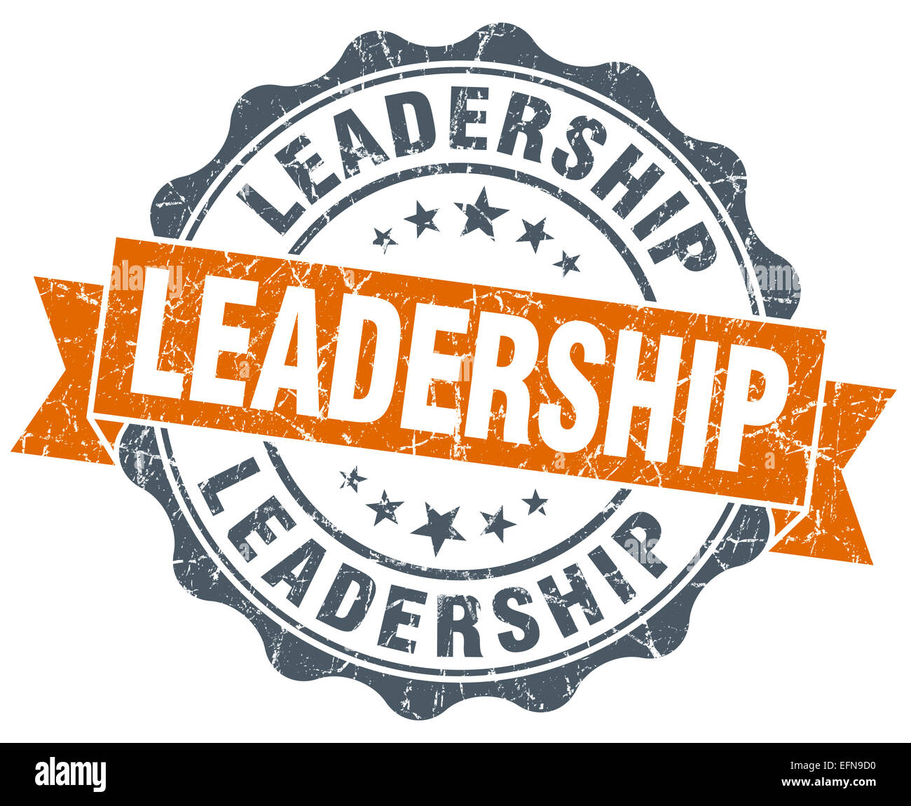 leadership vintage orange seal isolated on white Stock Photo - Alamy