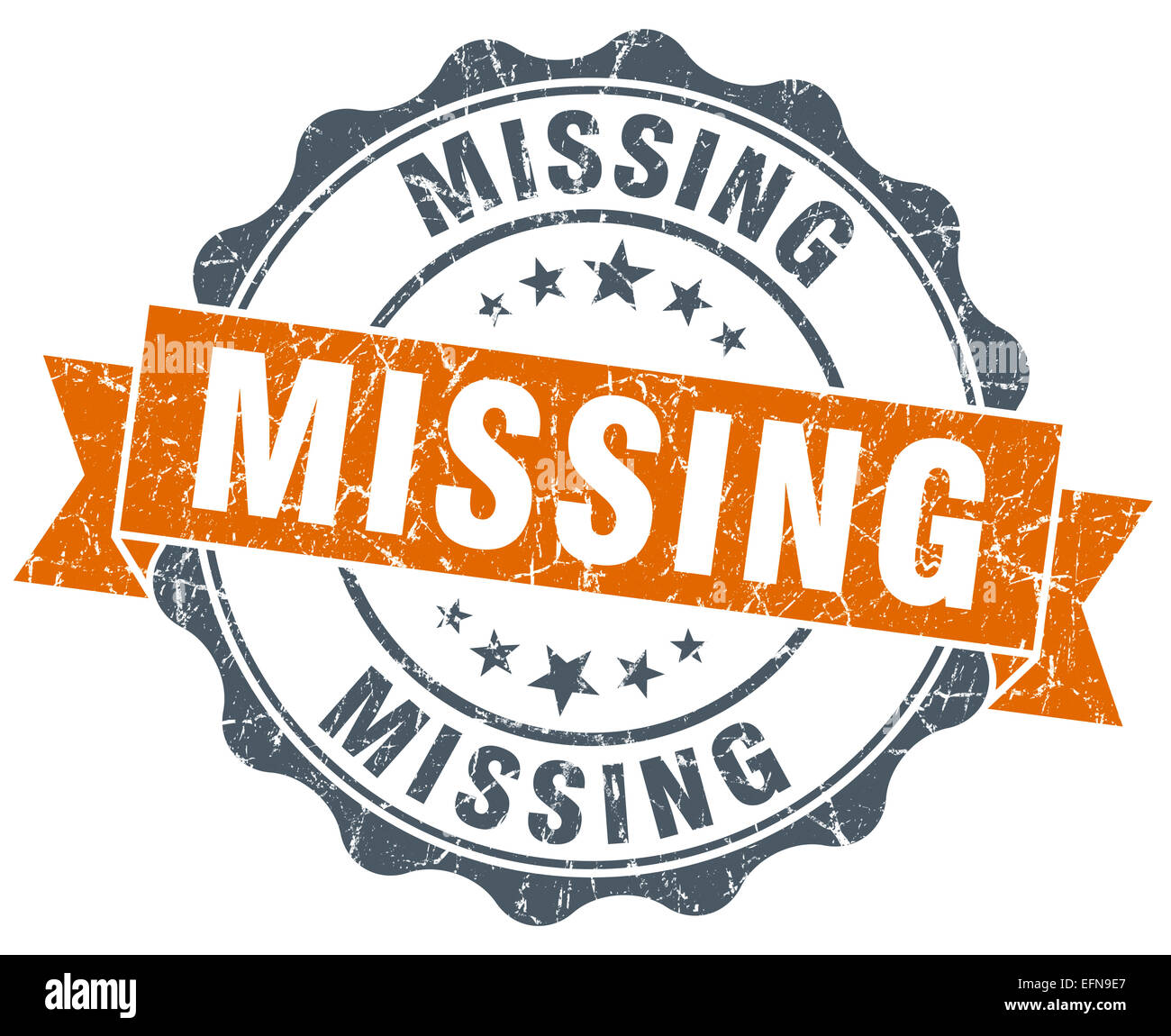 missing vintage orange seal isolated on white Stock Photo - Alamy