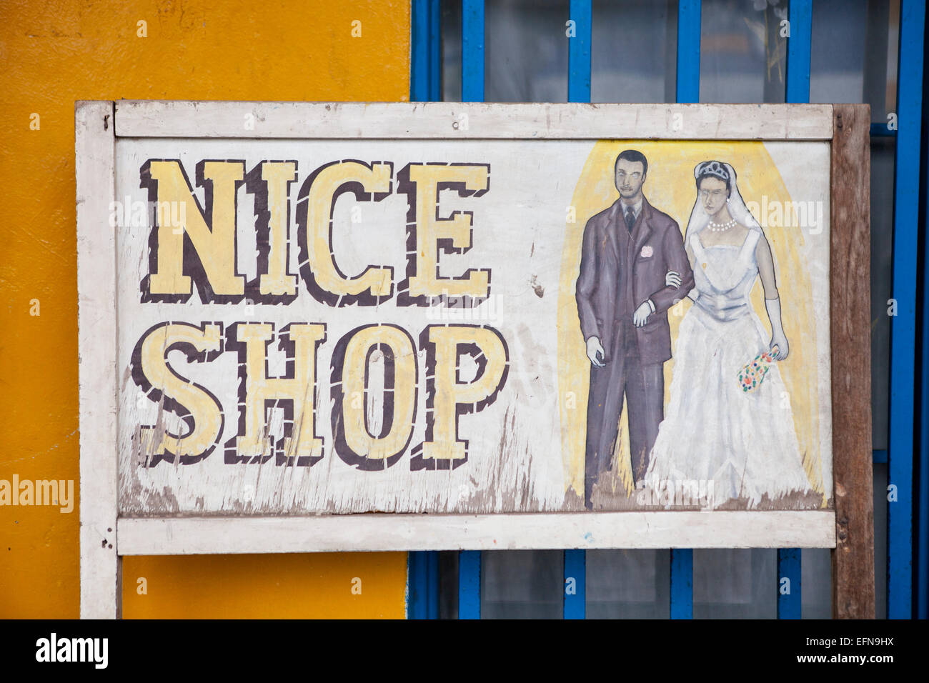 'Nice shop' painted sign, Musanze, Rwanda Stock Photo - Alamy