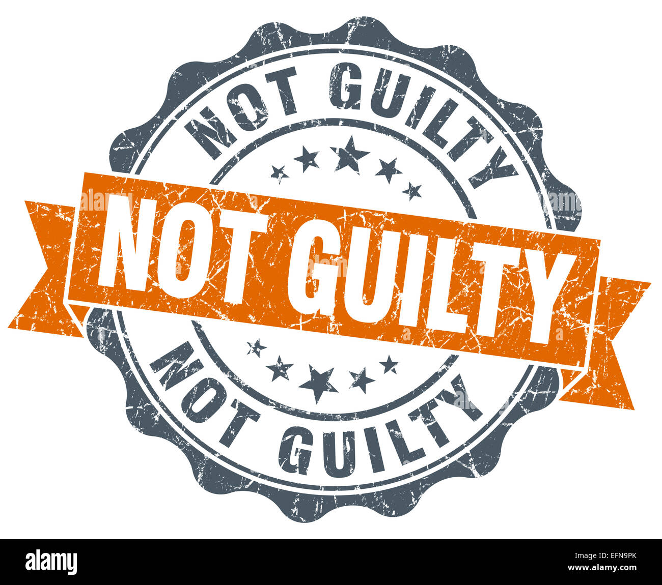 not guilty vintage orange seal isolated on white Stock Photo - Alamy